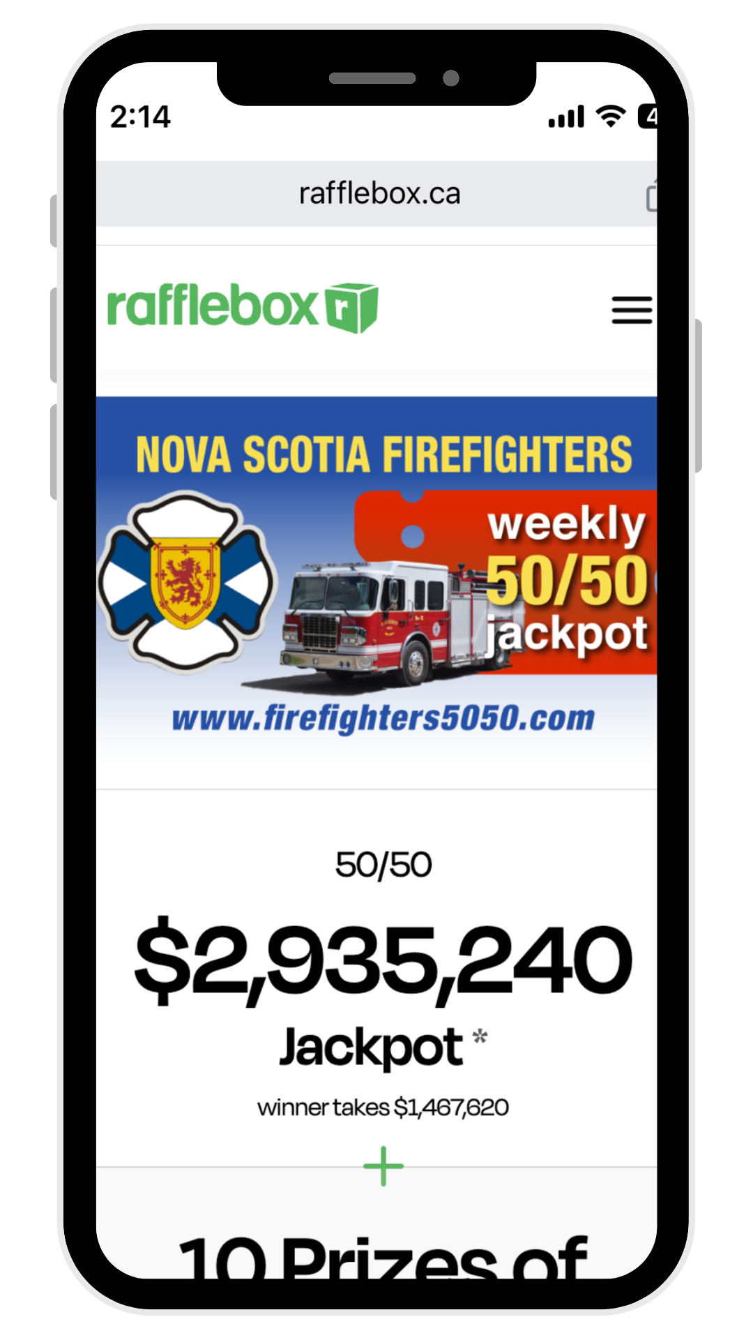 Nova Scotia Firefighters' weekly 50/50 draw